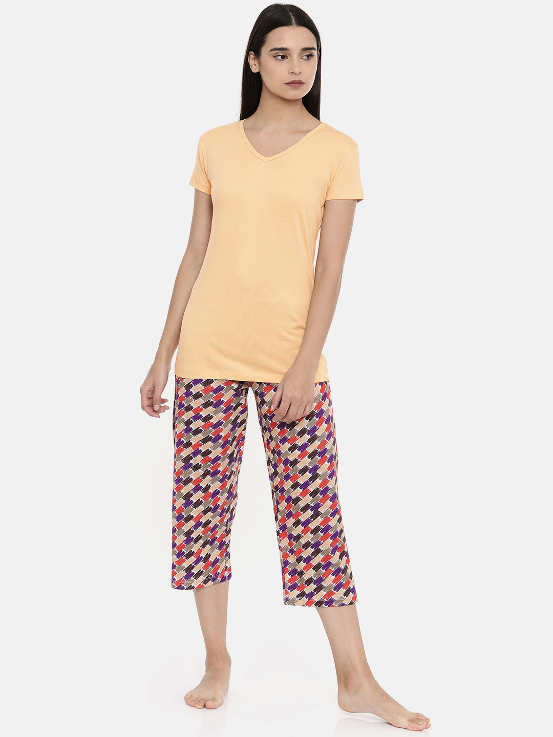 Buy Zebu Women Beige Solid Night Suit - Night Suits for Women 10526032 ...