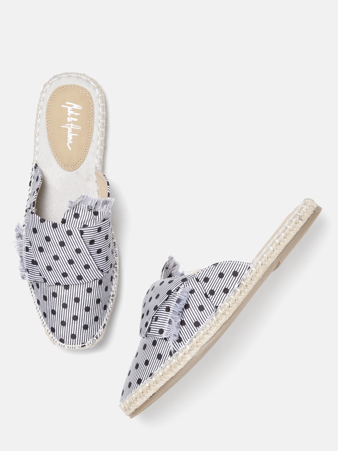 Buy Mast & Harbour Women White & Black Polka Dot Print Mules - Flats ... Buy Mast & Harbour Women White & Black Polka Dot Print Mules - Flats ...