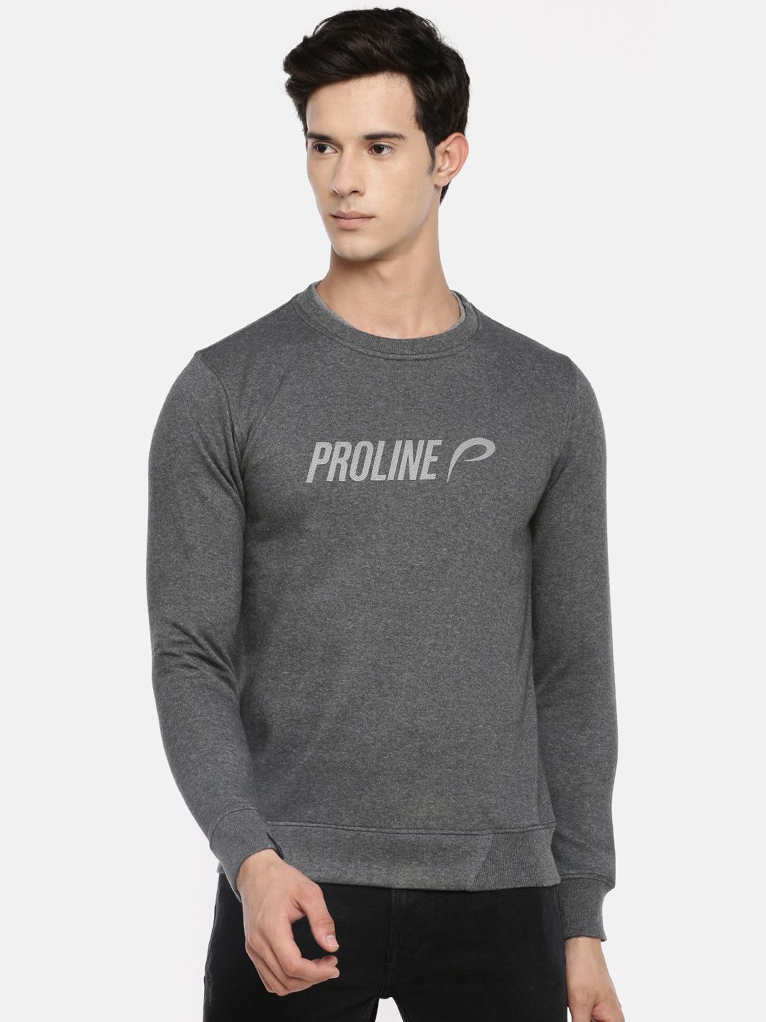 Buy Proline Active Men Charcoal Printed Sweatshirt - Sweatshirts for ...