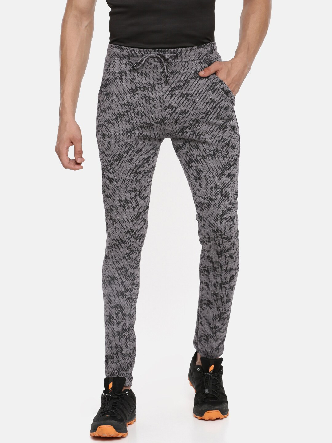 Buy Proline Active Men Charcoal Grey & Black Printed Track Pants ...