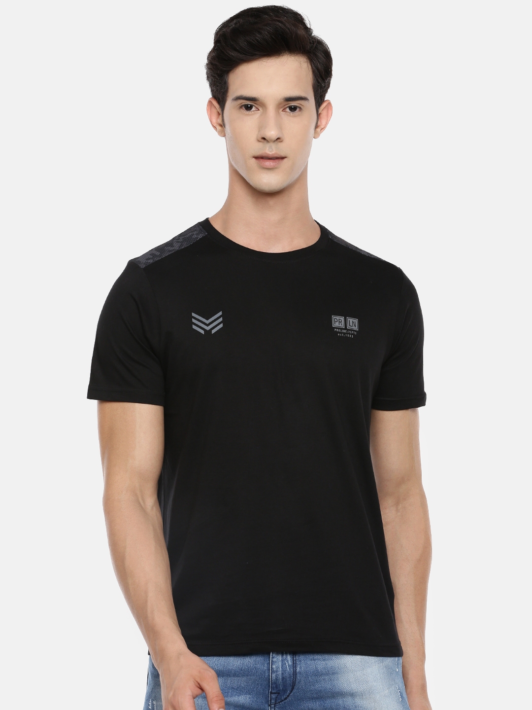 Buy Proline Active Men Black Solid Round Neck Pure Cotton T Shirt