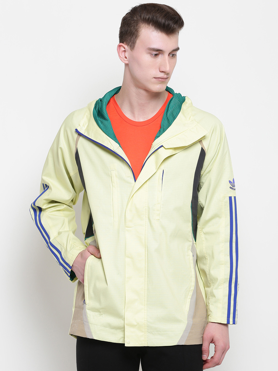 Buy ADIDAS Men Yellow Alltimers Colourblocked Hooded Jacket - Jackets ...