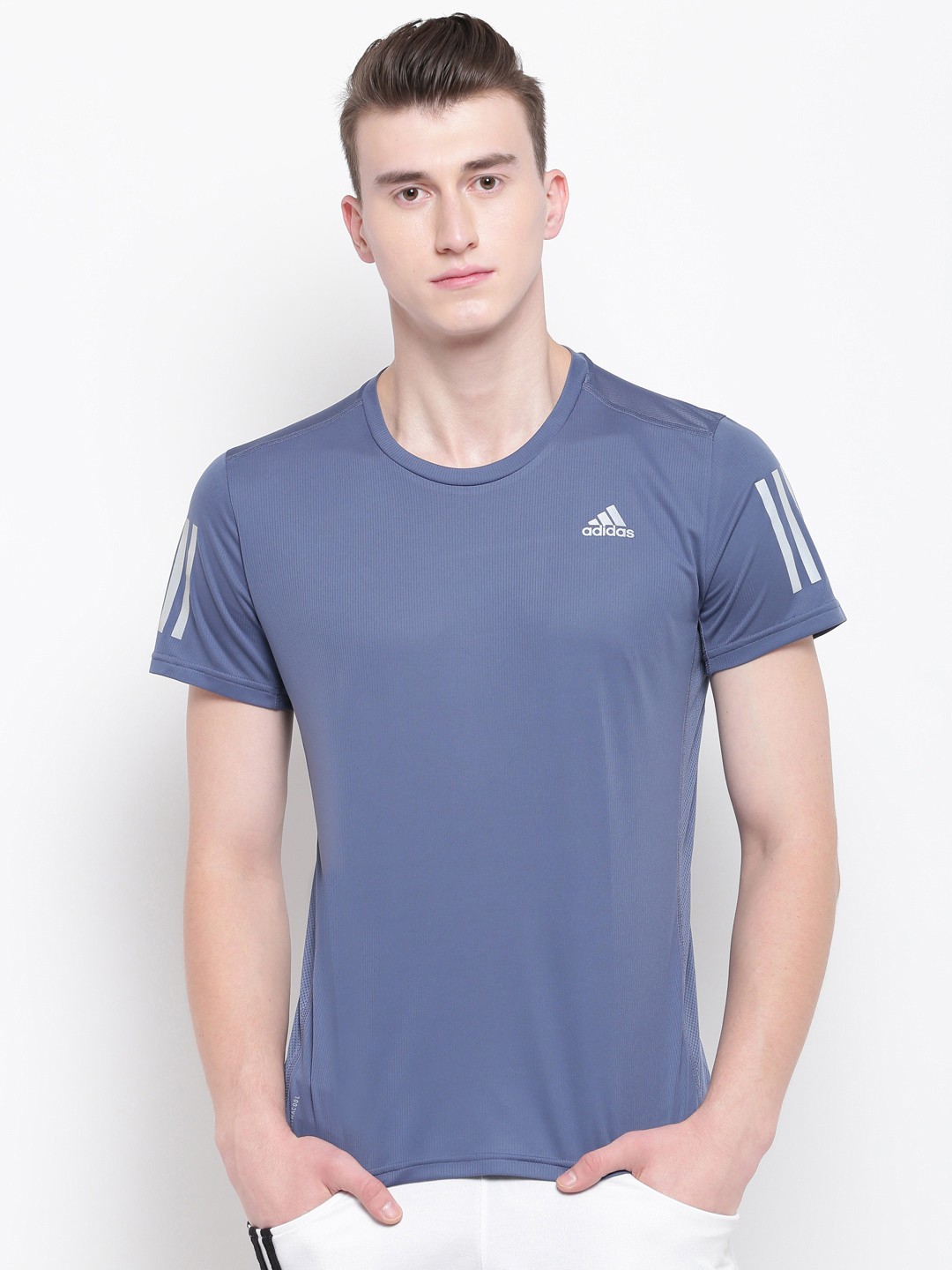 Buy ADIDAS Men Blue Solid Own The Run T Shirt - Tshirts for Men ...
