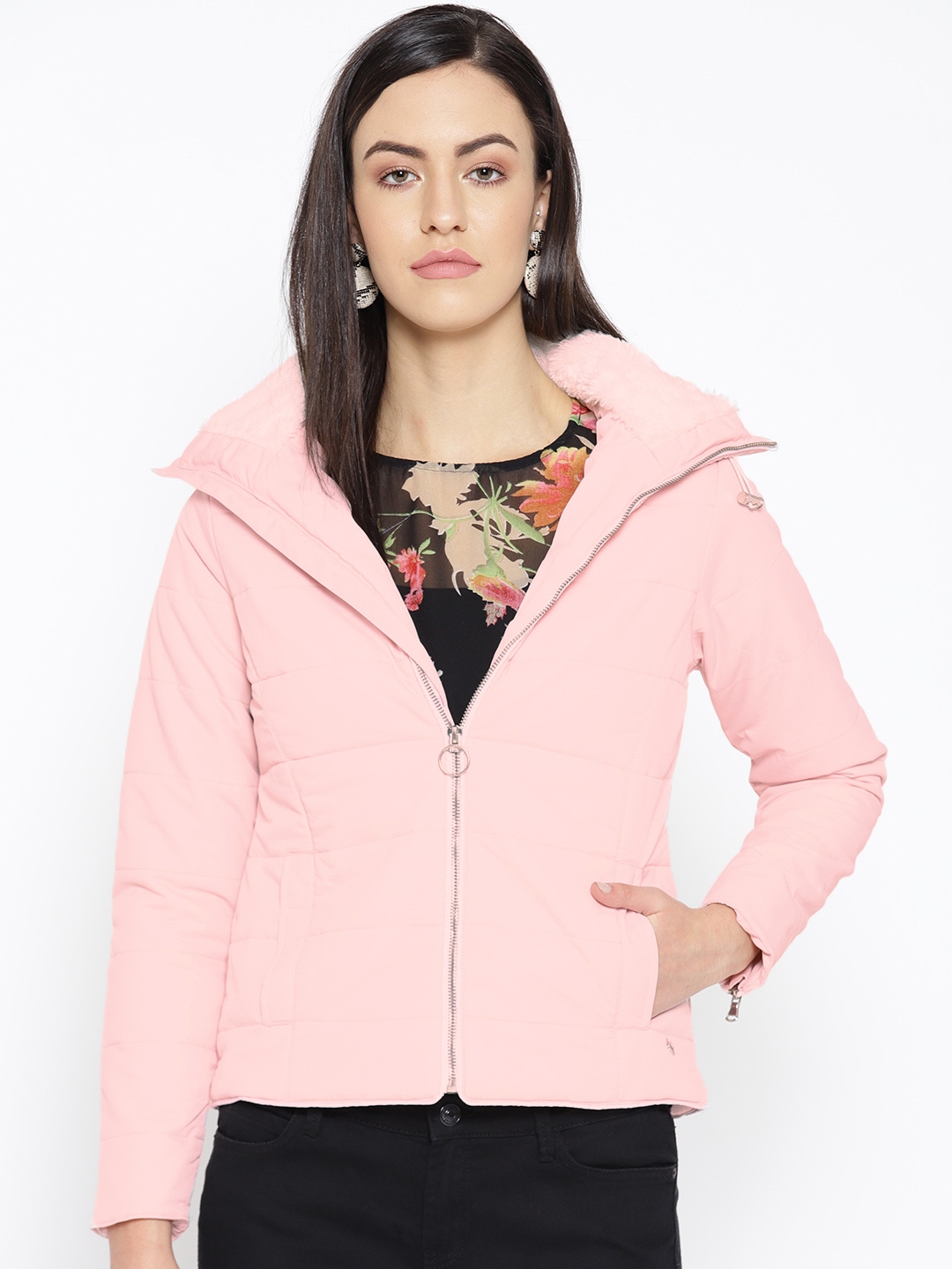 Buy Monte Carlo Women Pink Solid Hooded Padded Jacket Jackets For