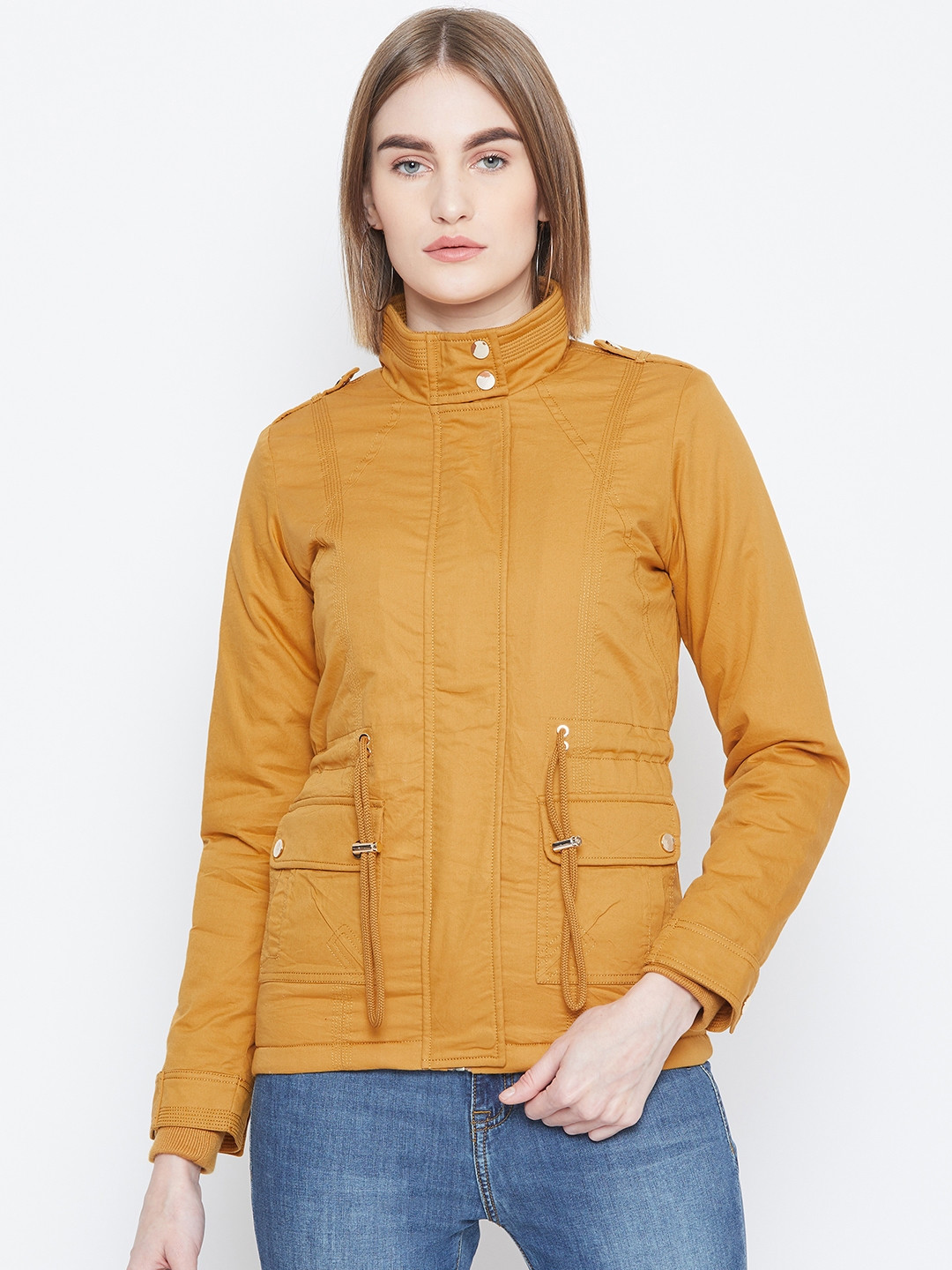 Buy Monte Carlo Women Mustard Yellow Solid Tailored Jacket - Jackets ...