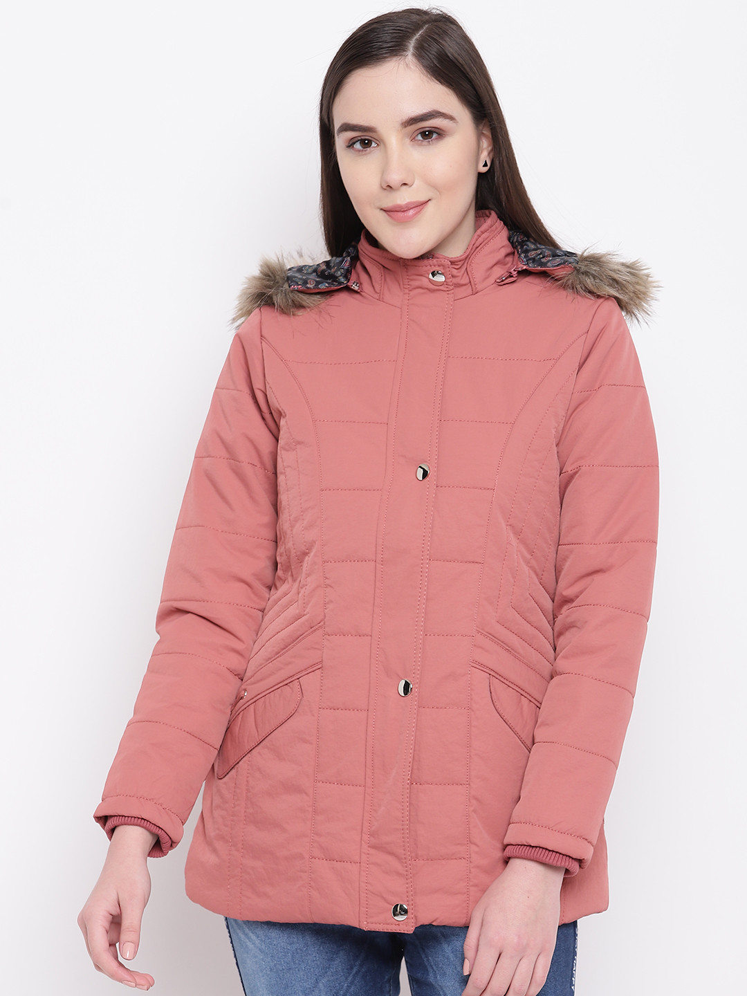 Buy Monte Carlo Women Pink Solid Hooded Parka Jacket - Jackets for ...