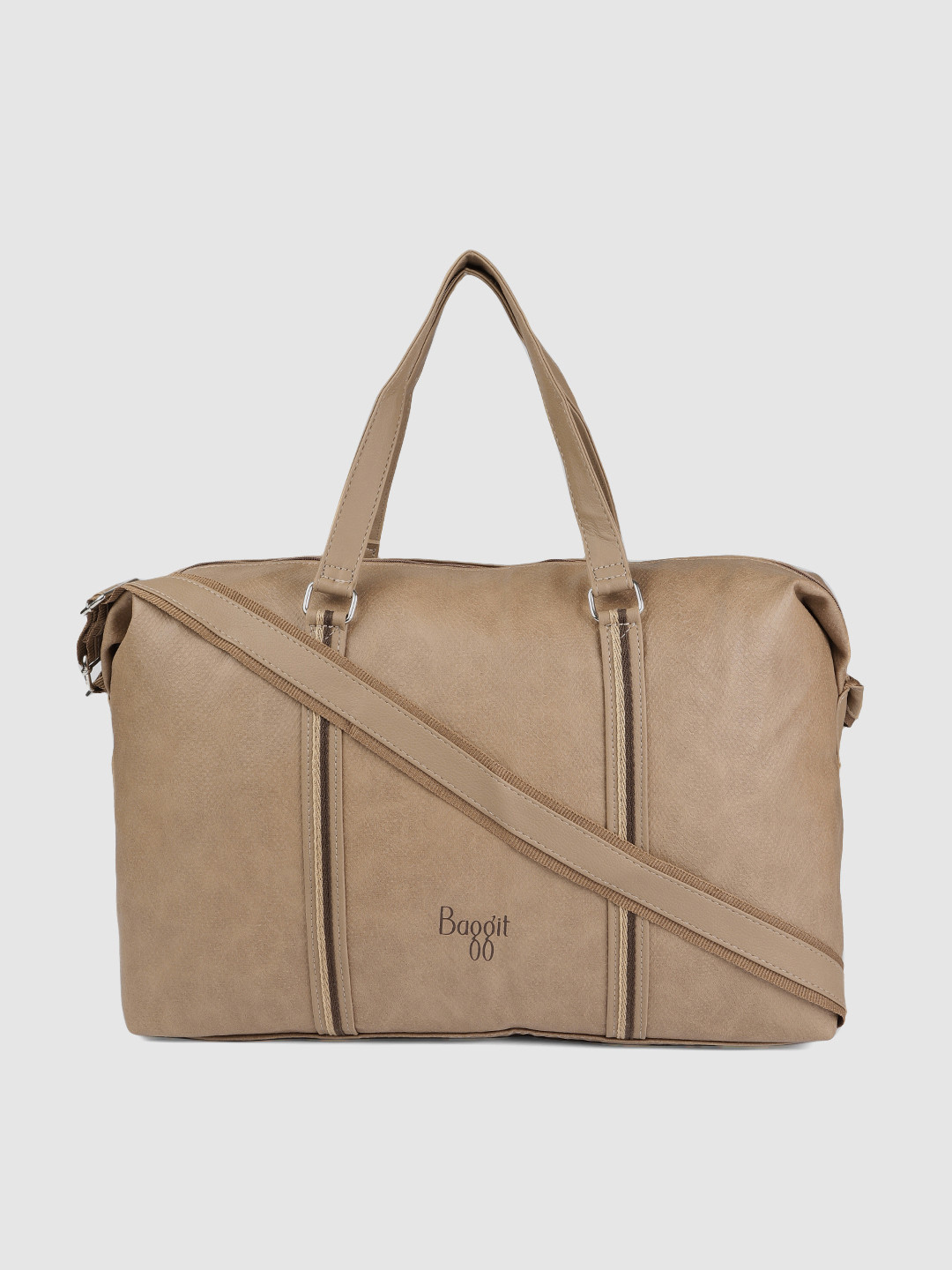 Buy Baggit Beige Solid Oversized Handheld Bag - Handbags for Women ...