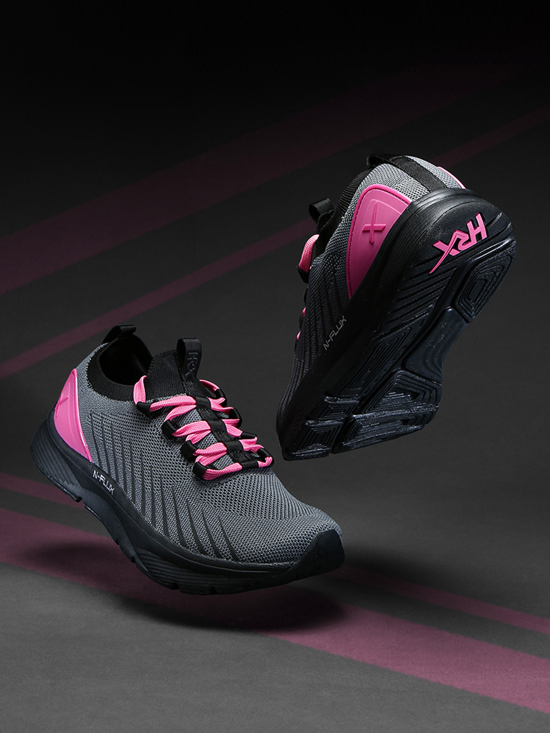 Buy HRX By Hrithik Roshan Women Grey Textile N FLUX Running Shoes ...