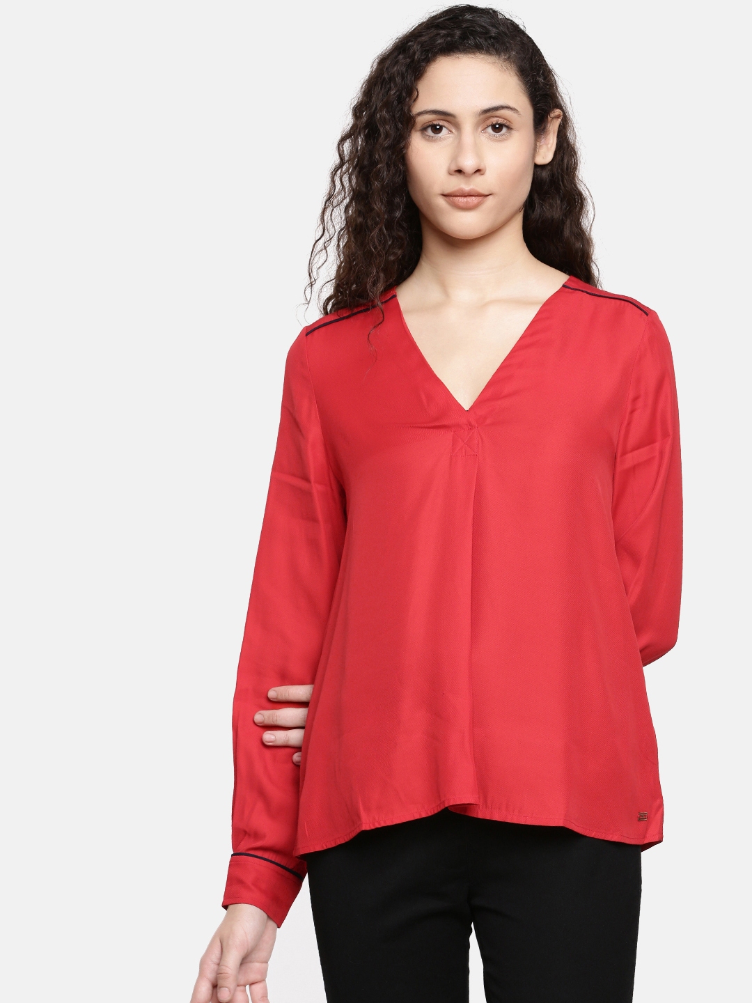 Buy Tommy Hilfiger Women Hermosa Red Solid A Line Top Tops For Women