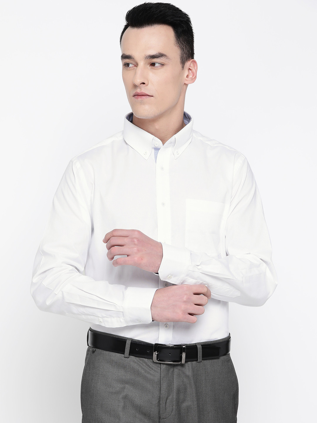 Buy GE SHIRTS Men White Slim Fit Solid Formal Shirt - Shirts for Men ...
