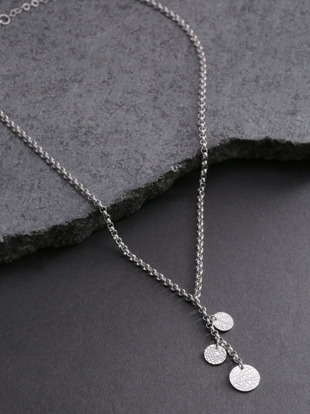 Buy Carlton London Silver Toned Rhodium Plated Necklace - Necklace And ...