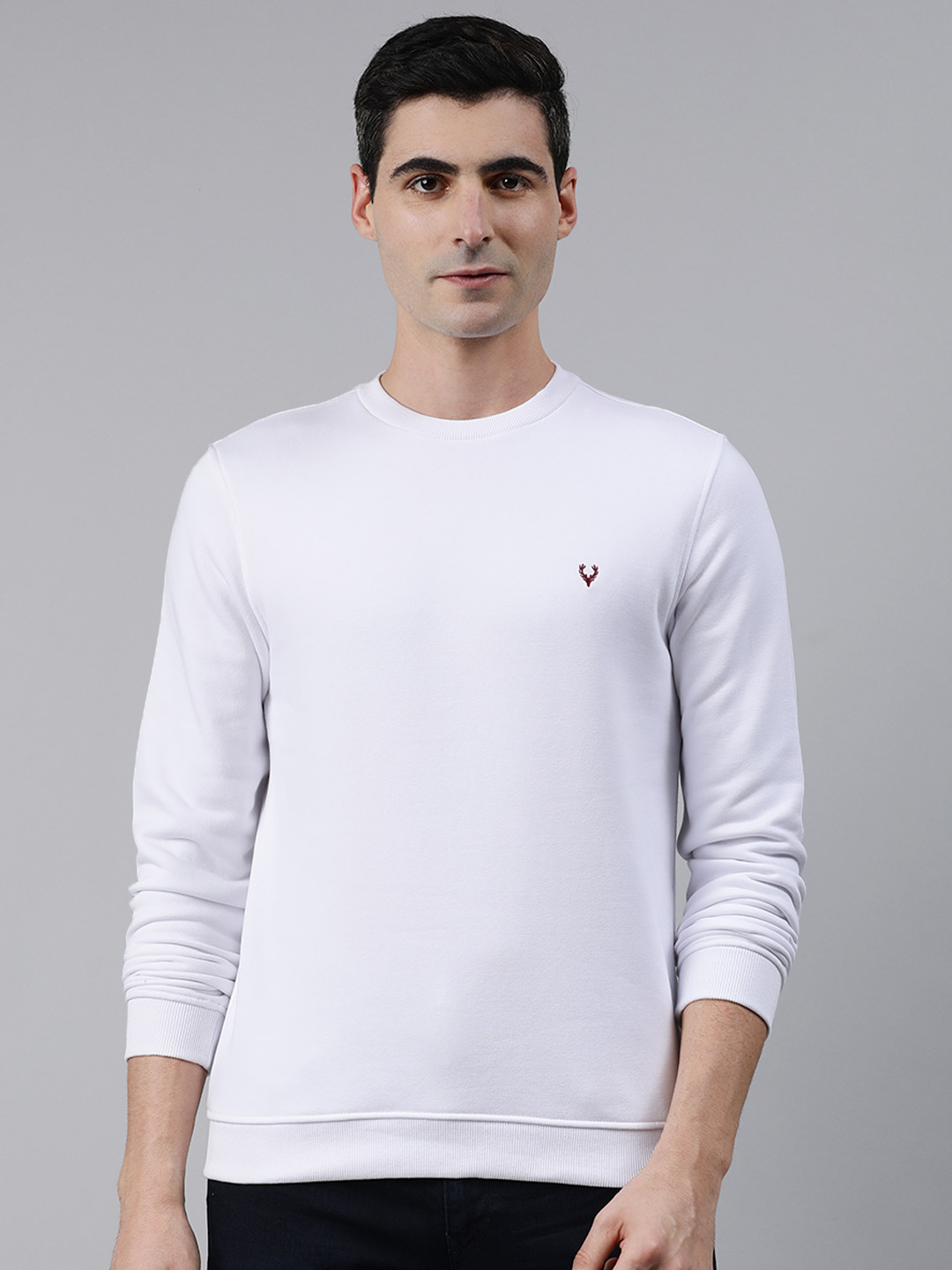 Buy Allen Solly Men White Solid Sweatshirt - Sweatshirts for Men ...