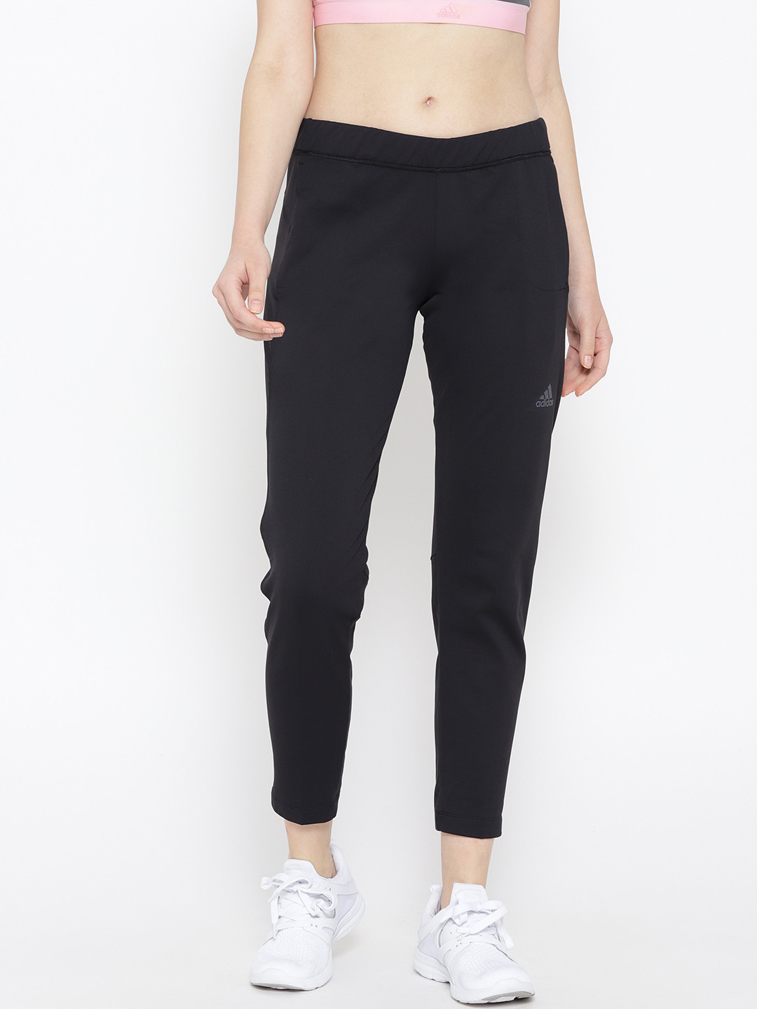 Buy ADIDAS Women Black Relaxed Slim Fit Solid Training Cropped Track ...