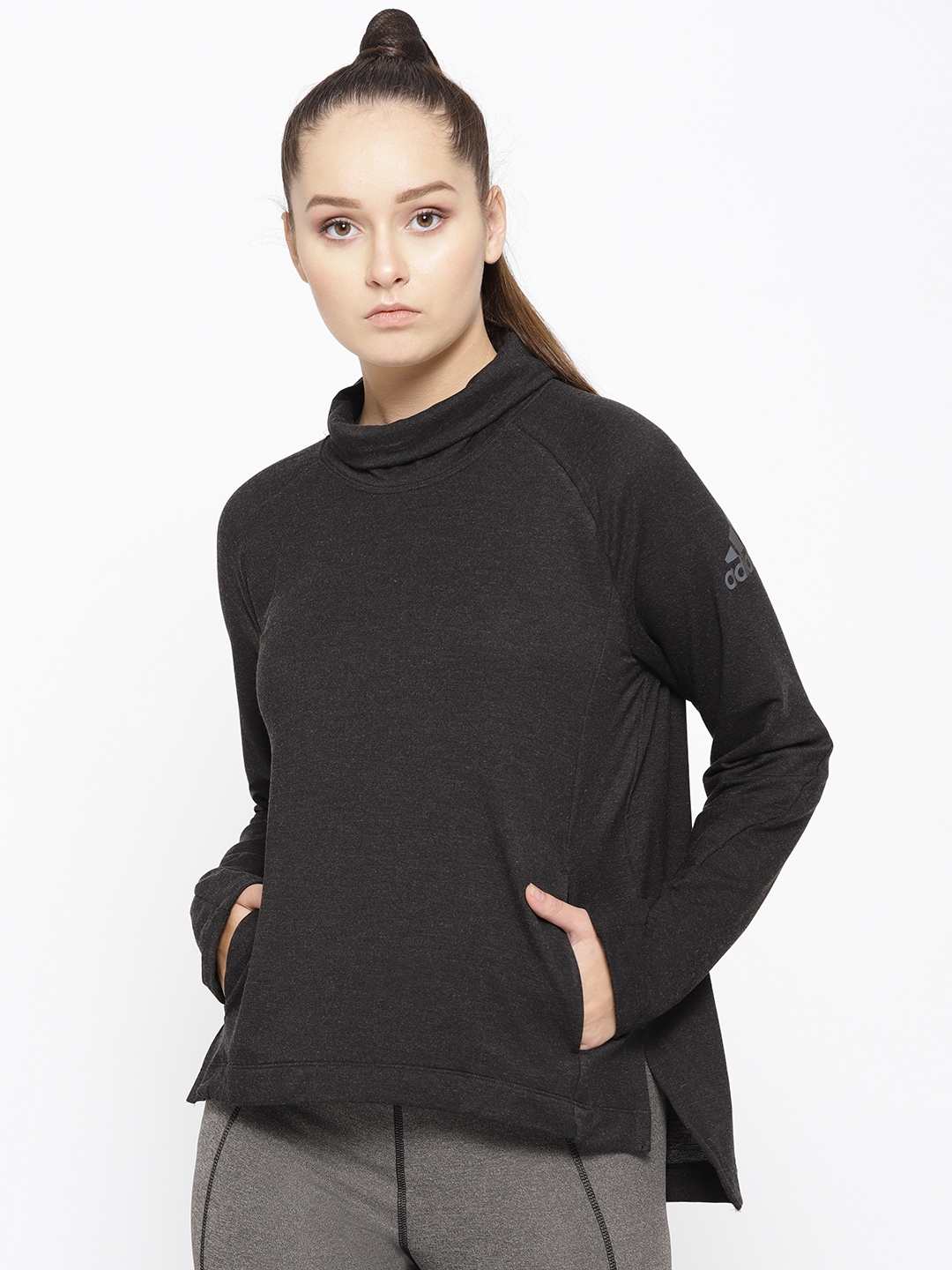 Buy Adidas Women Black Cozy Cover Up Solid T Shirt Tshirts For Women 10557062 Myntra