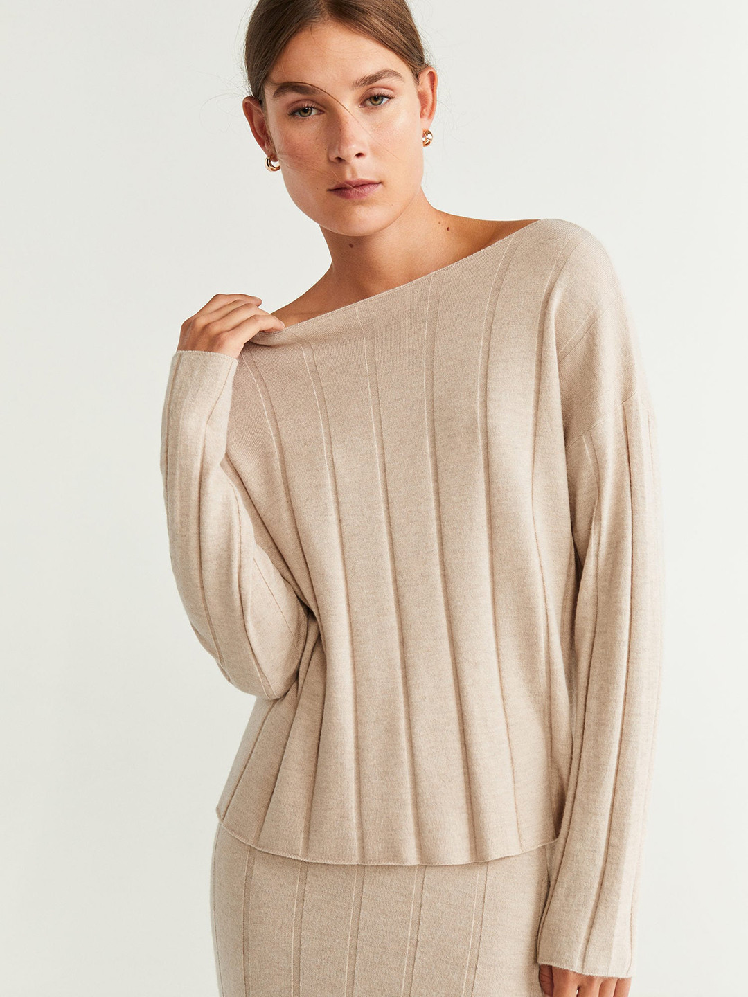 Buy MANGO Women Beige Self Striped Top - Tops for Women 10558112 | Myntra