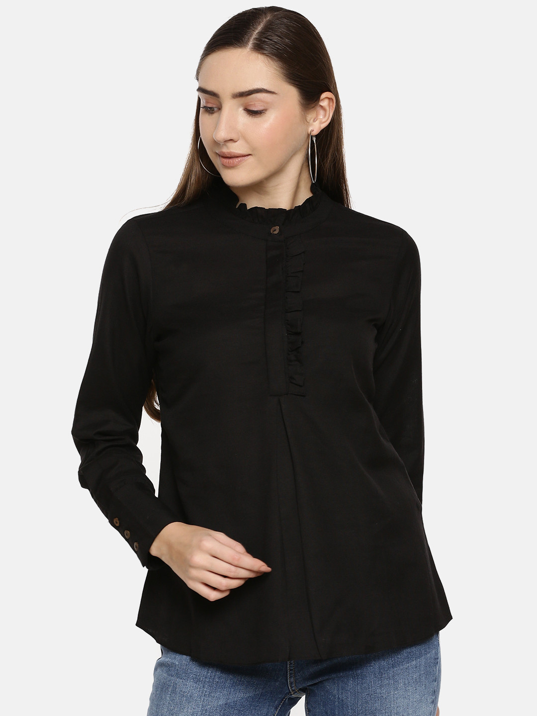 Buy AND Women Black Solid Top - Tops for Women 10558456 | Myntra