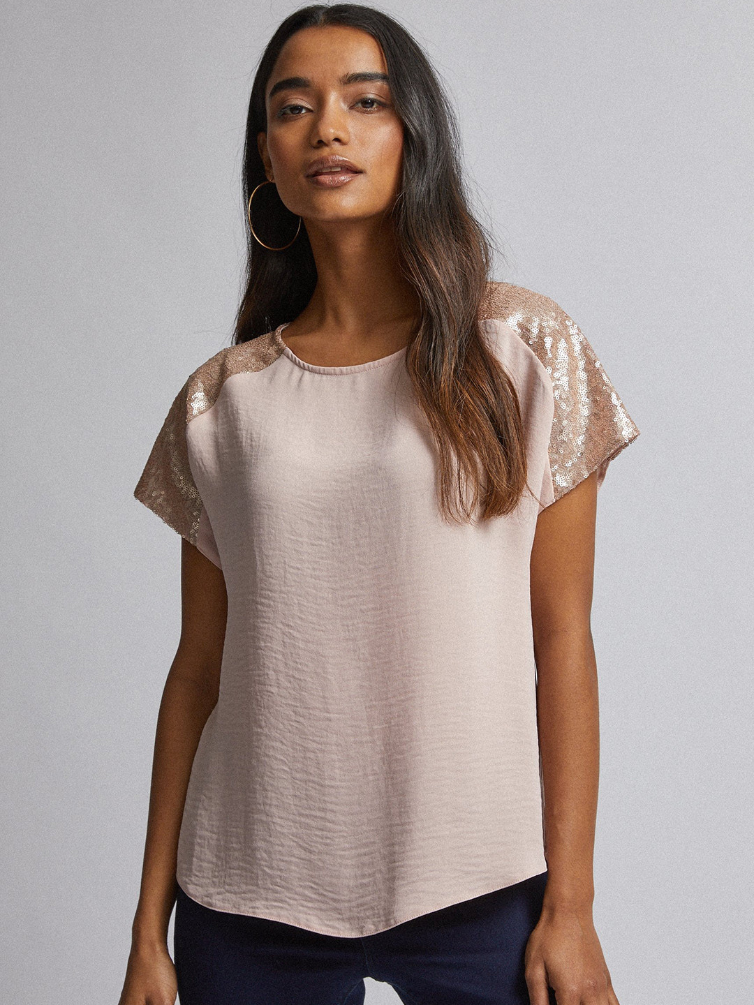 Buy DOROTHY PERKINS Women Petite Dusty Pink Solid Top - Tops for Women ...