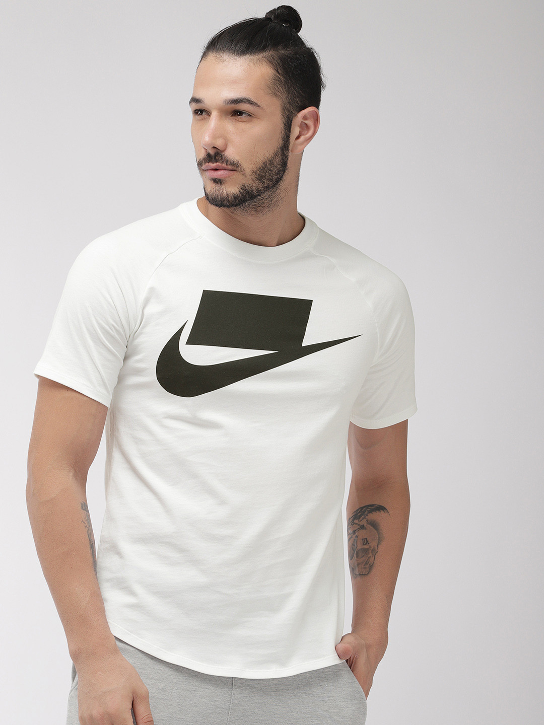 Buy Nike Men White Printed AS M NSW Round Neck Pure Cotton T Shirt ...
