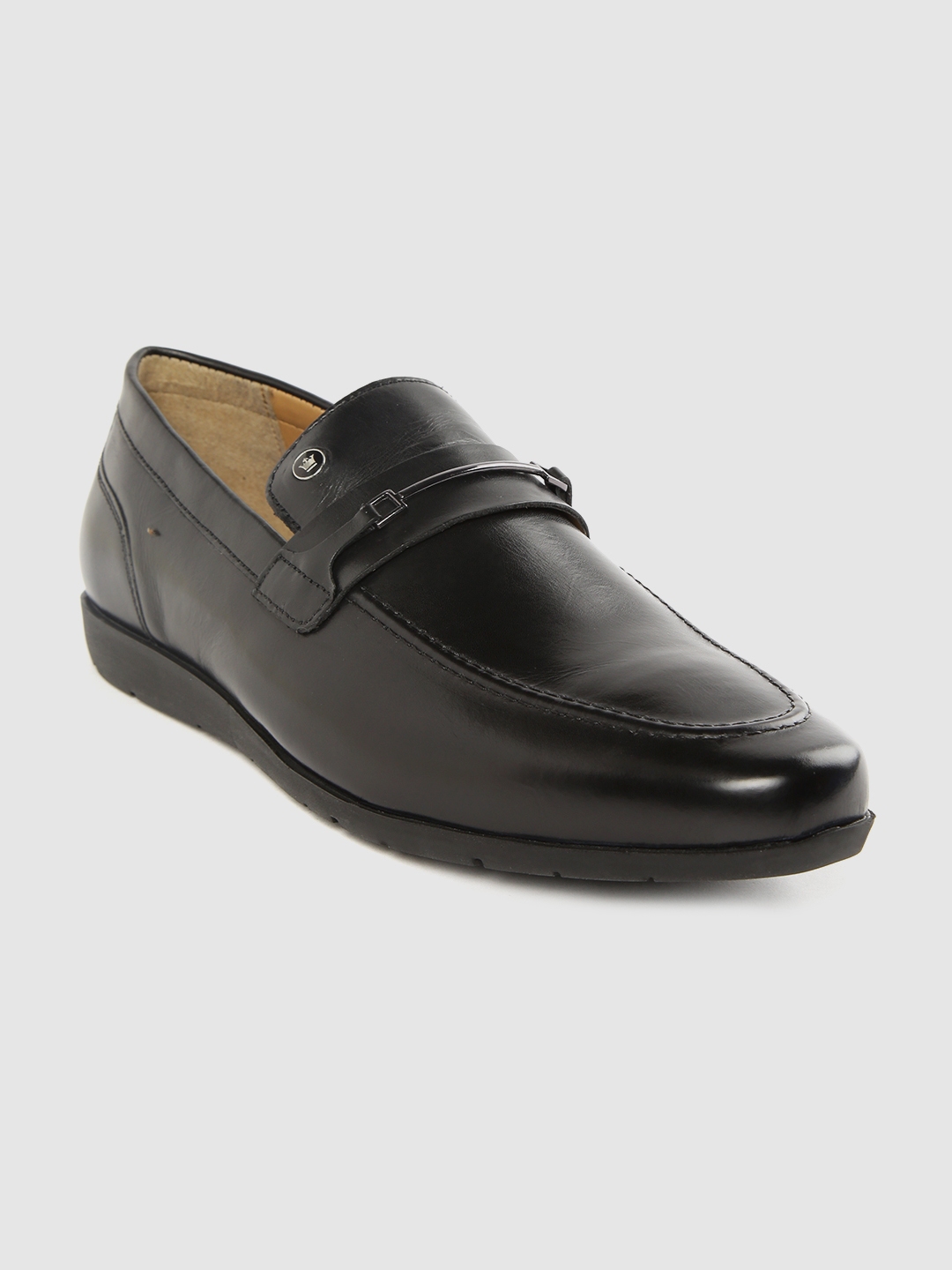 Buy Louis Philippe Men Black Solid Formal Leather Slip Ons - Formal ...