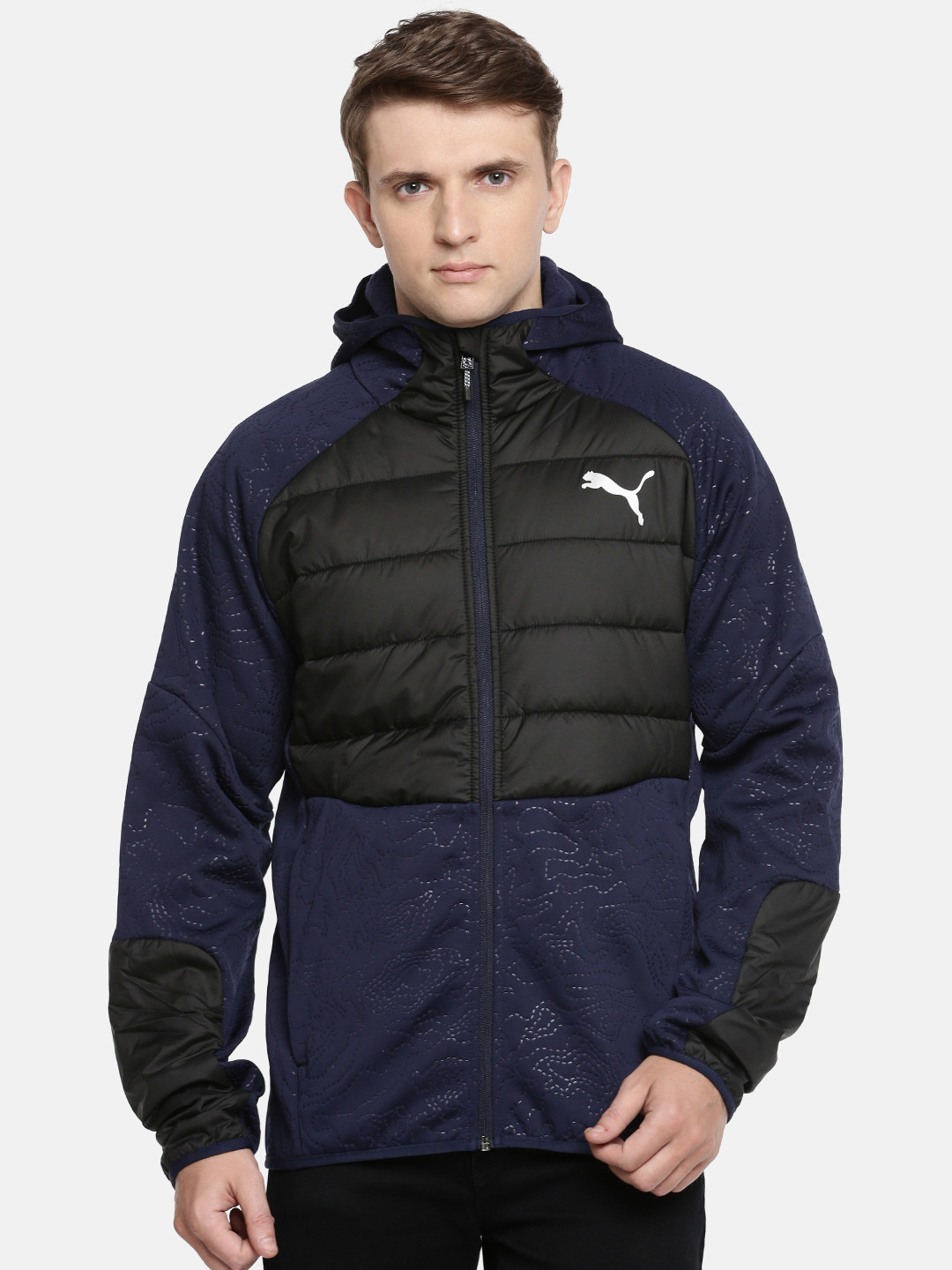 Buy Puma Men Navy Blue & Black Colourblocked Regular Fit Hybrid Style ...