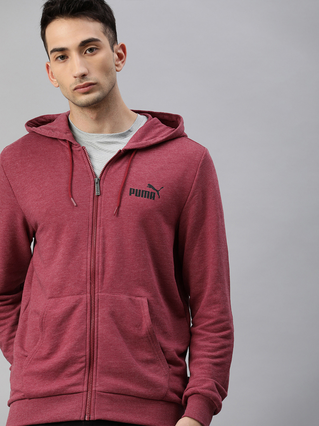 Buy Puma Men Maroon Solid ESS + FZhoody TR Rhubarb Sporty Track Jacket ...