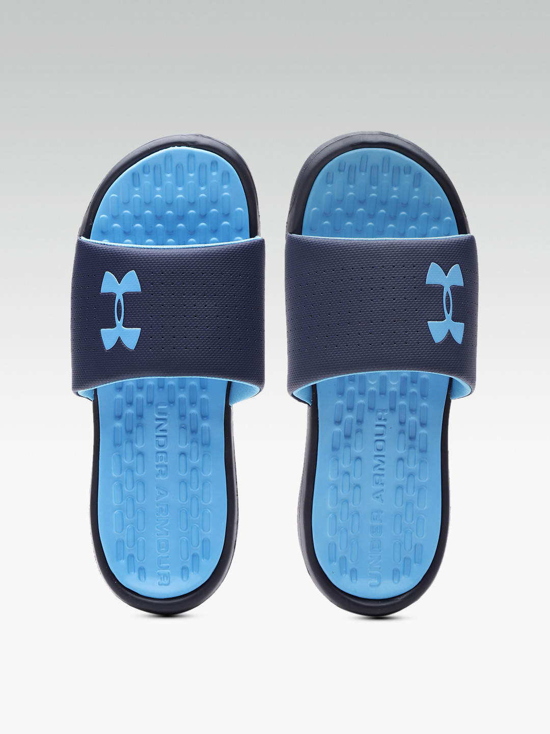 Buy UNDER ARMOUR Men Navy Playmaker Fixed Strap Perforated Sliders ...