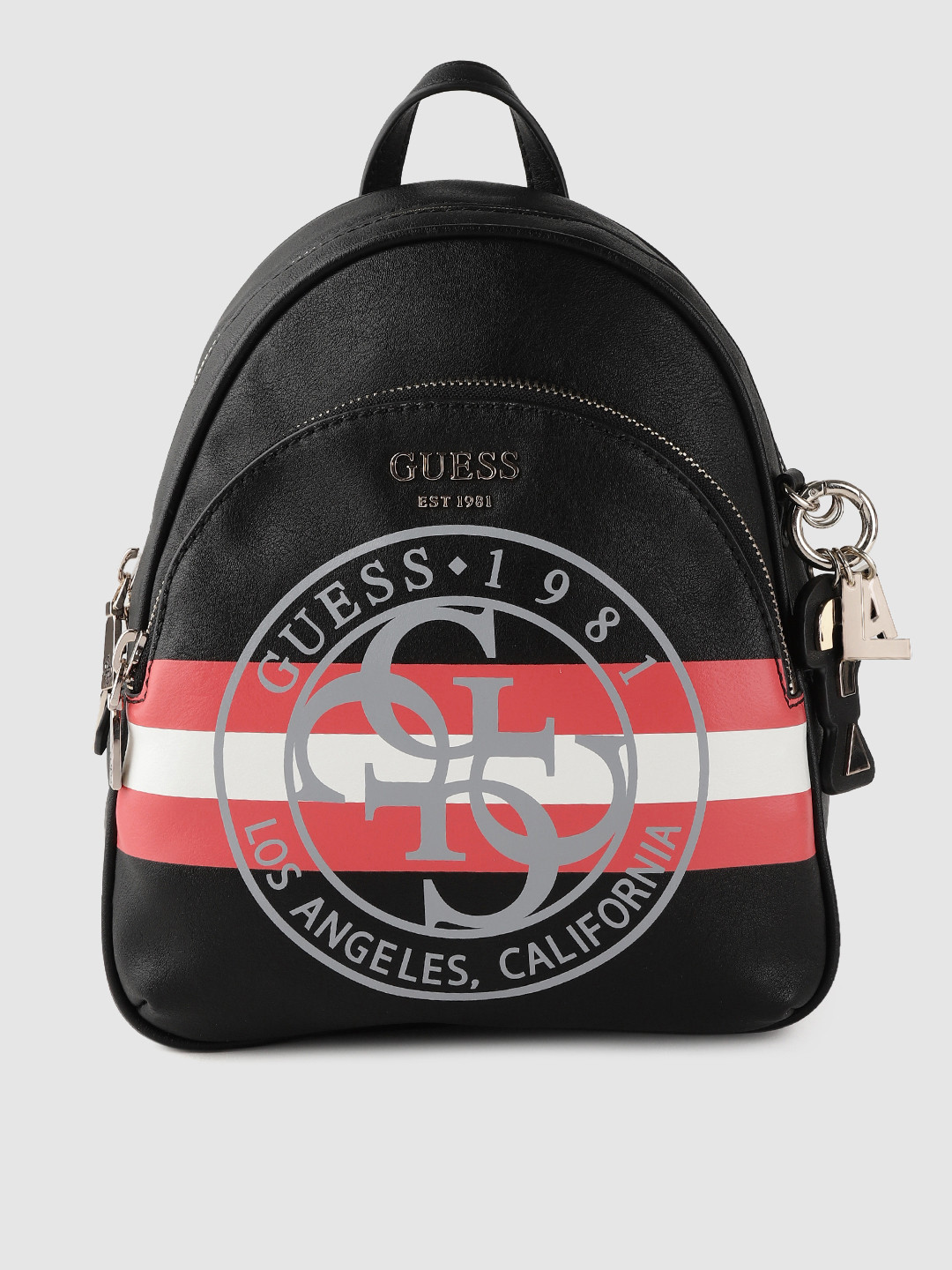 Buy GUESS Women Black & Red Brand Logo Backpack - Backpacks for Women ...