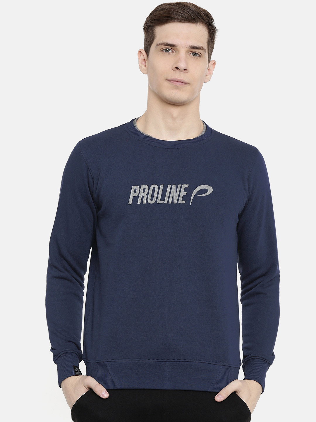 Buy Proline Active Men Navy Blue Printed Sweatshirt - Sweatshirts for ...