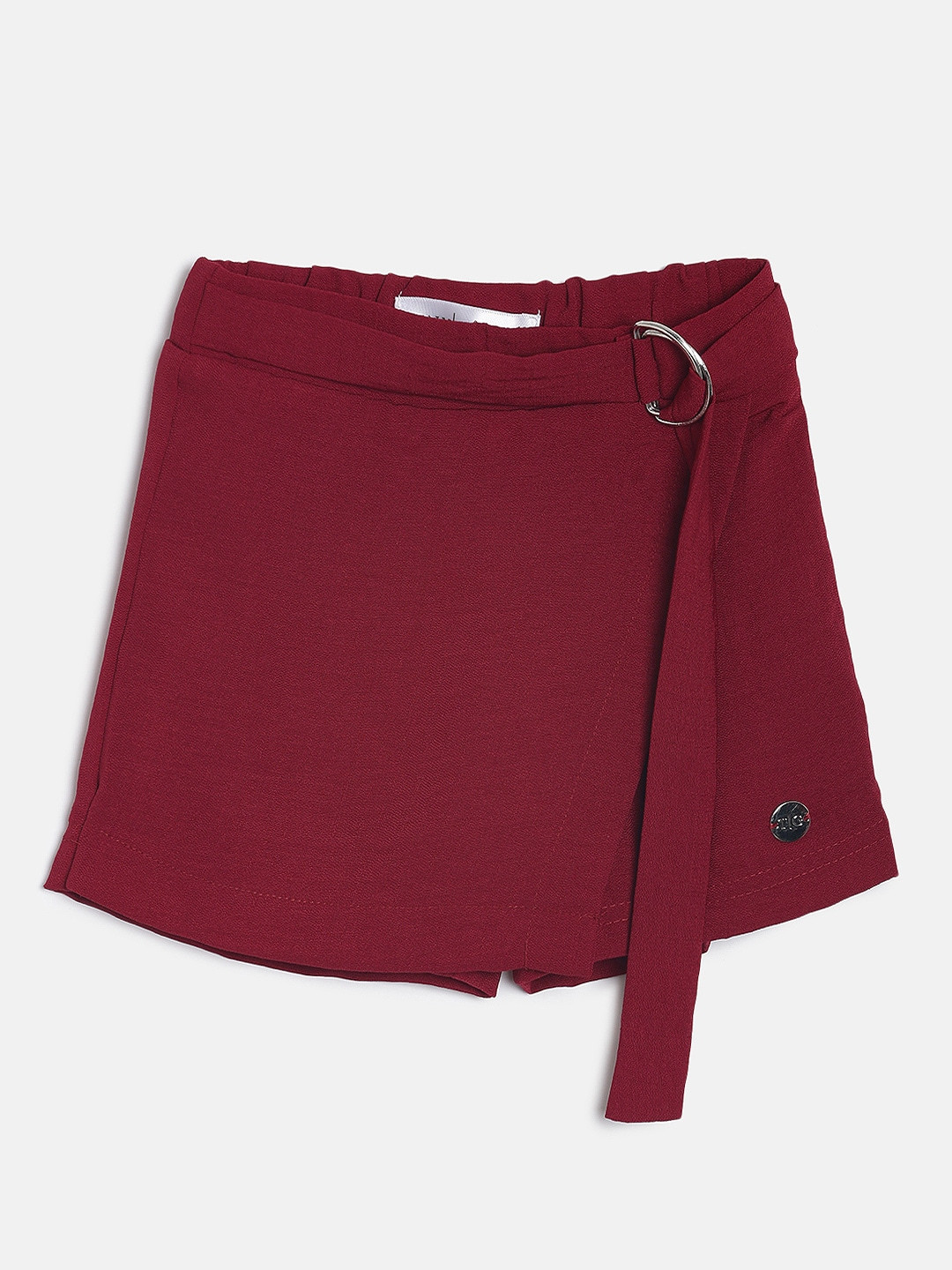 Buy Tiny Girl Maroon Solid Skorts - Skirts for Girls 10624650 | Myntra