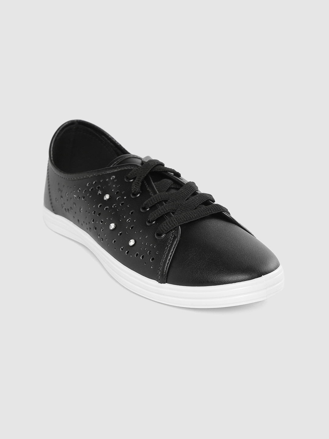 Buy BEIRA RIO Women Black Laser Cut Sneakers - Casual Shoes for Women ...