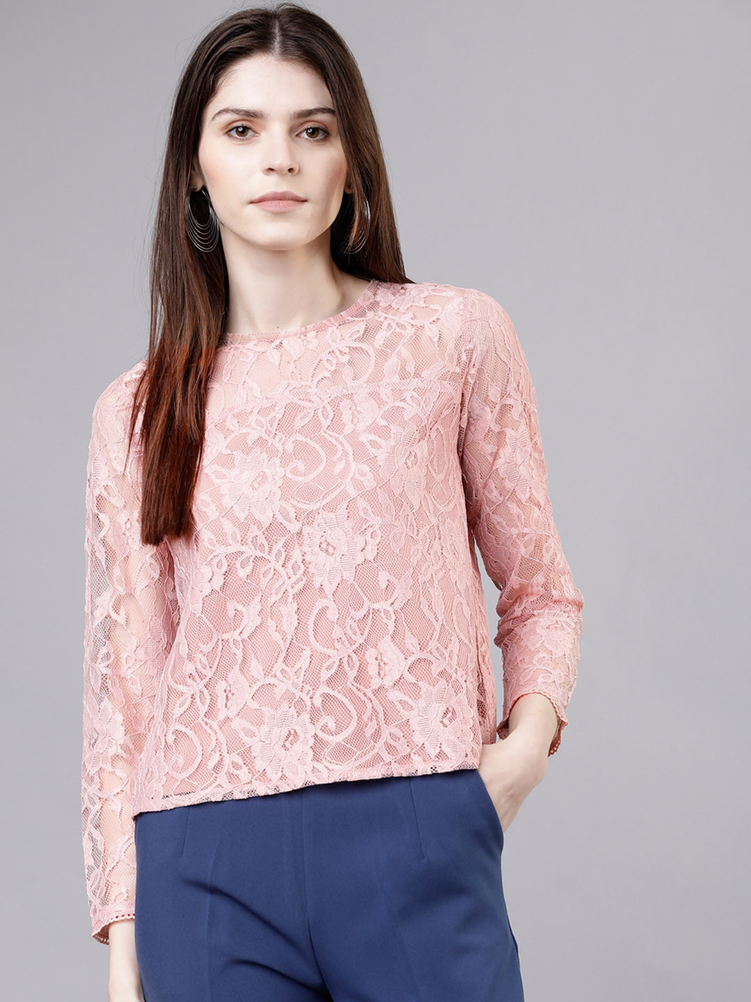 Buy Tokyo Talkies Women Pink Self Design Top - Tops for Women 10641962 ...