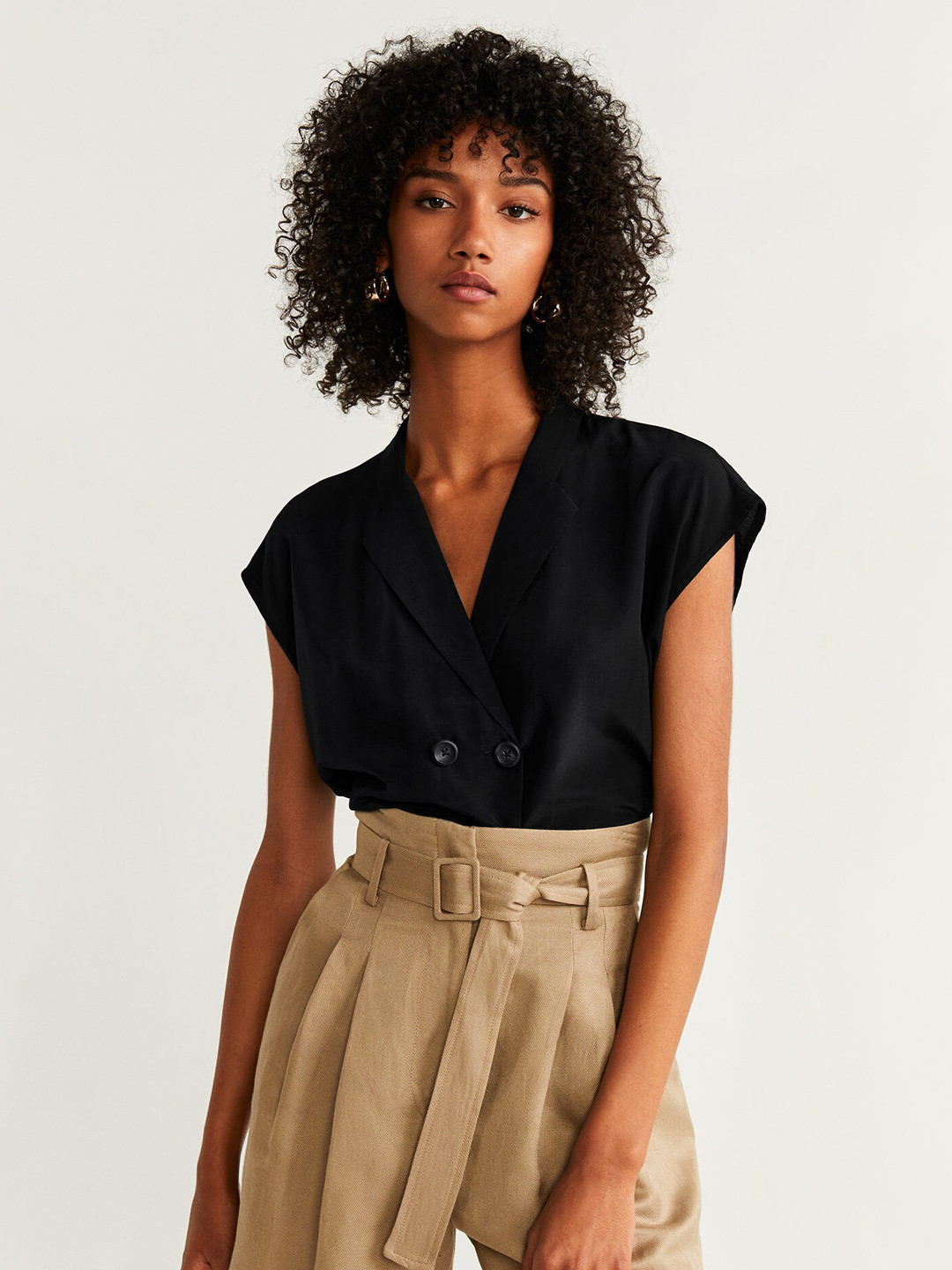 Buy MANGO Women Black Solid Boxy Top - Tops for Women 10657182 | Myntra