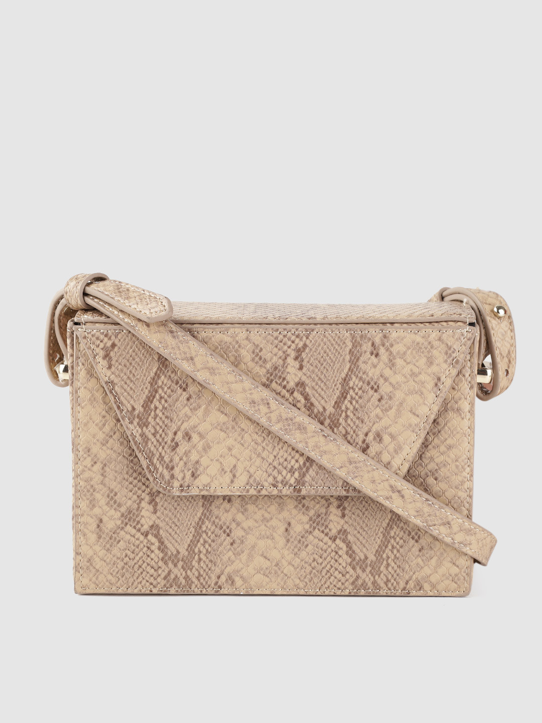 Buy MANGO Beige Snake Skin Textured Sling Bag - Handbags for Women ...