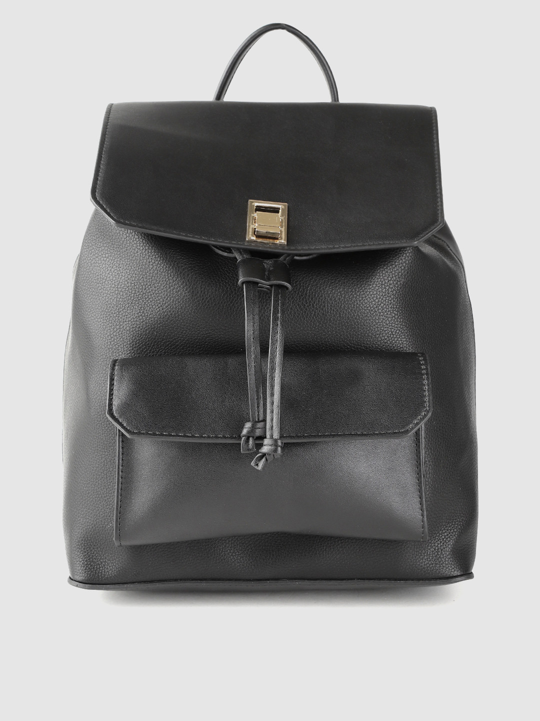 Buy MANGO Women Black Solid Backpack - Backpacks for Women 10658036 ...