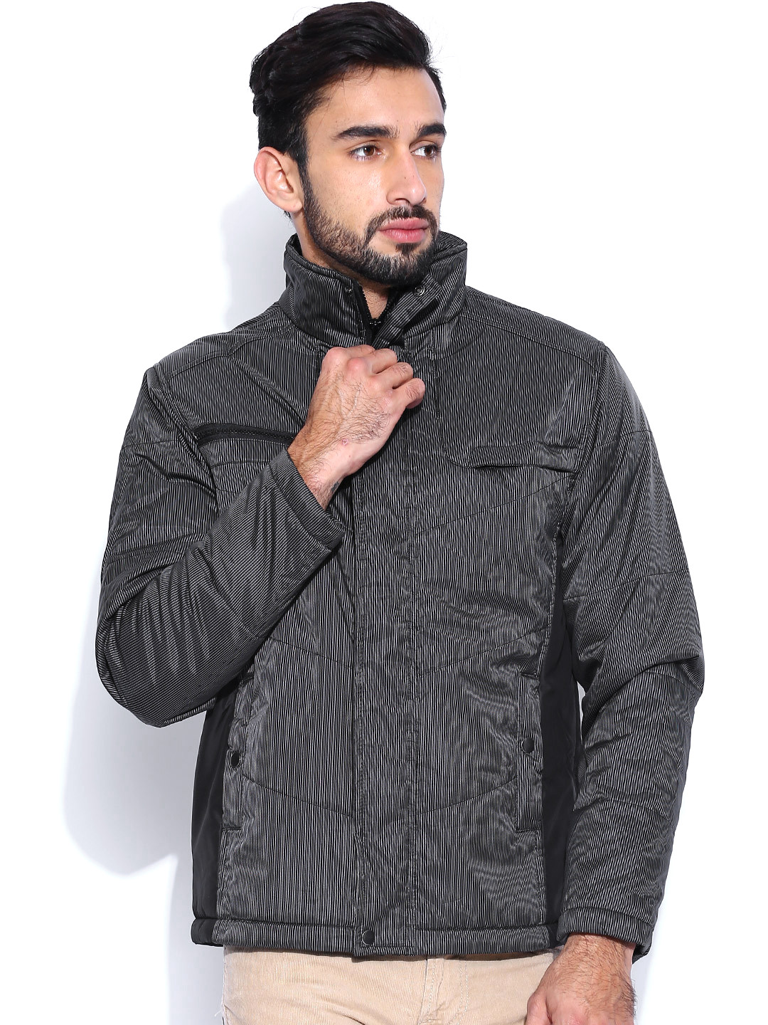 Buy Flying Machine Black Striped Jacket - Jackets for Men 1065870 | Myntra