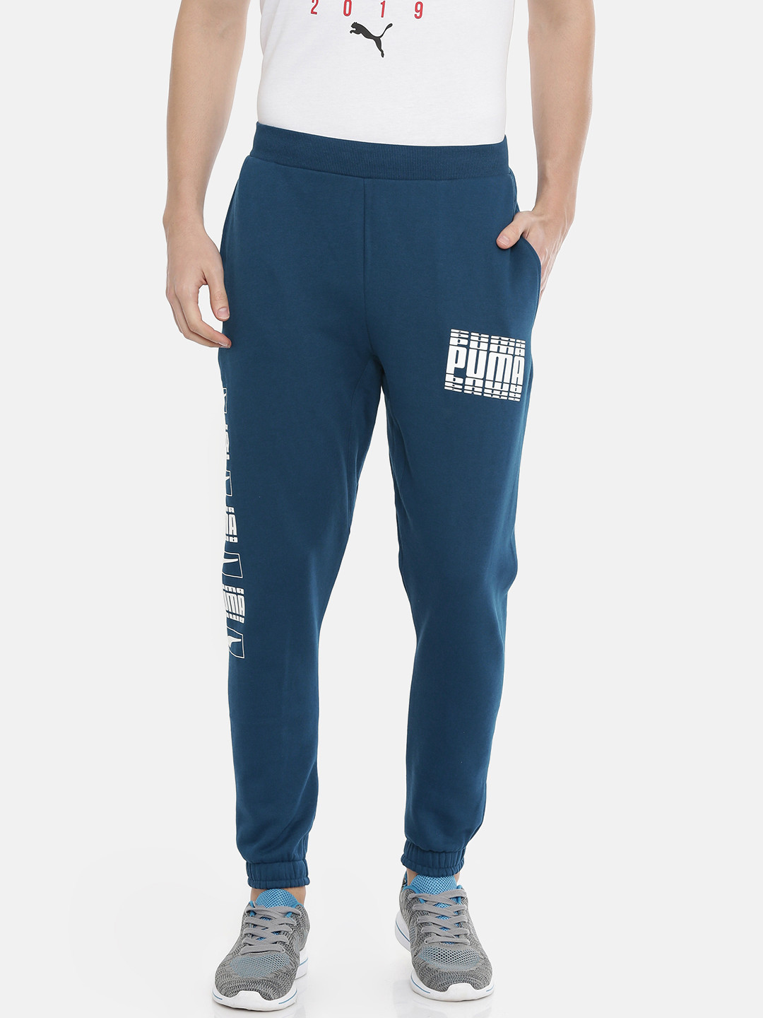 Buy Puma Men Teal Blue Solid Joggers - Track Pants for Men 10660048 ...