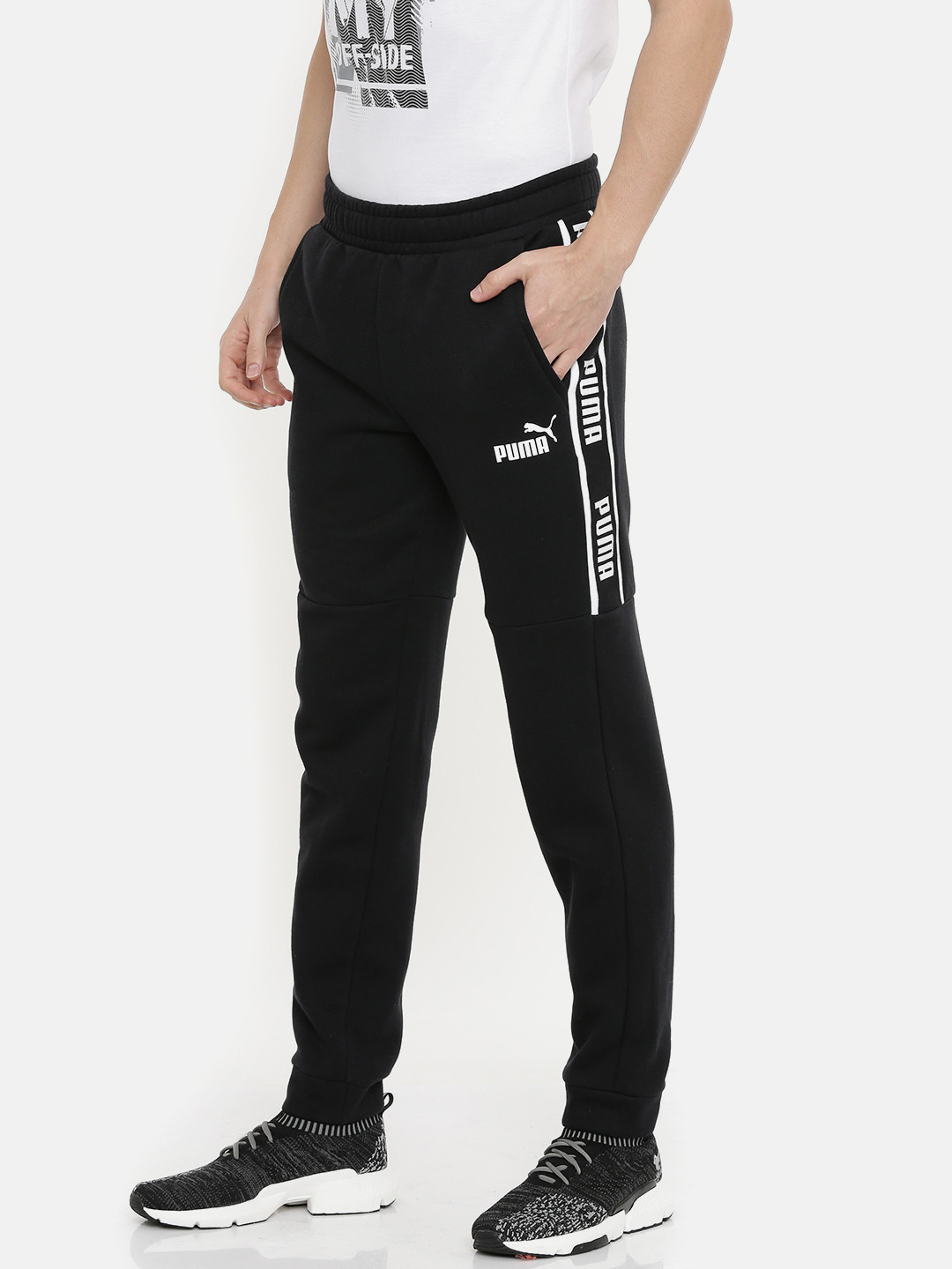 Buy Puma Men Black Solid Slim Fit Joggers - Track Pants for Men ...