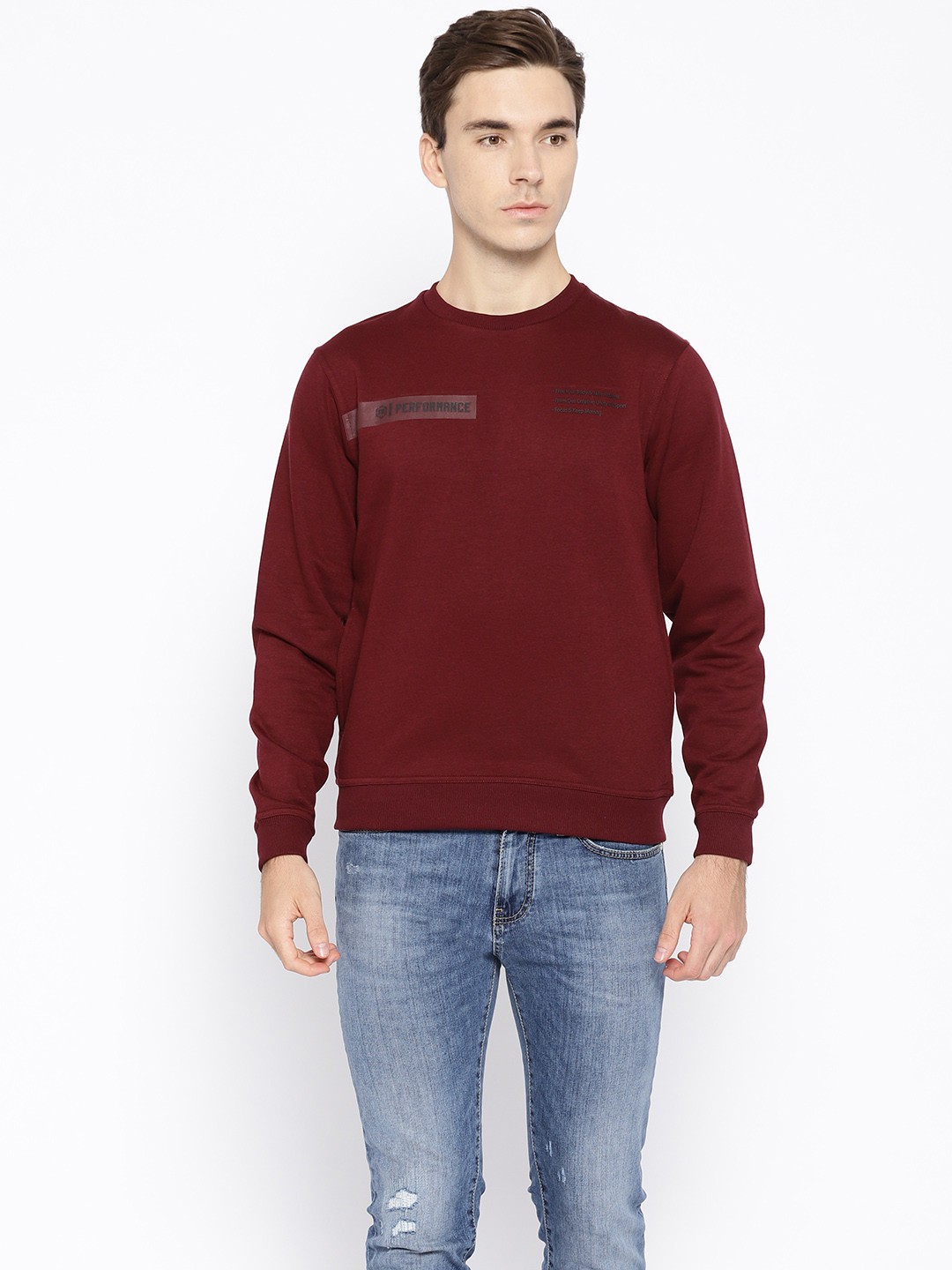 Buy Flying Machine Men Maroon Solid Sweatshirt - Sweatshirts for Men ...