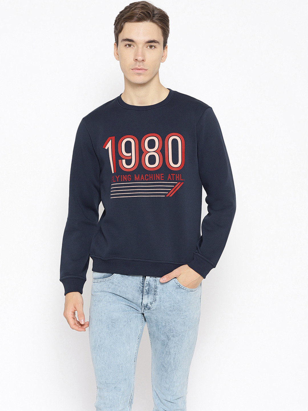 Buy Flying Machine Men Navy Blue Printed Sweatshirt - Sweatshirts for ...