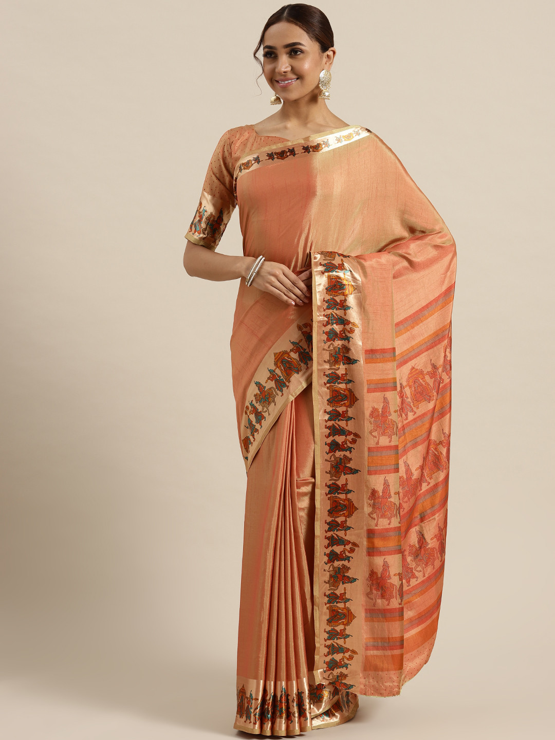 Buy Saree Mall Rust Orange Printed Saree - Sarees for Women 10664998 ...