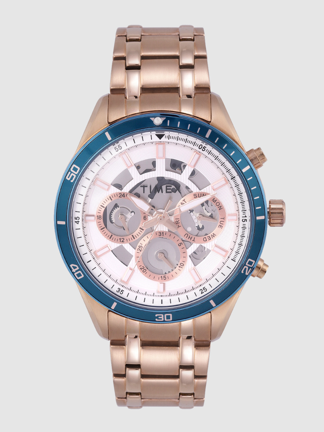 Buy Timex Men White & Silver Toned Skeleton Analogue Watch TWEG15219 ...