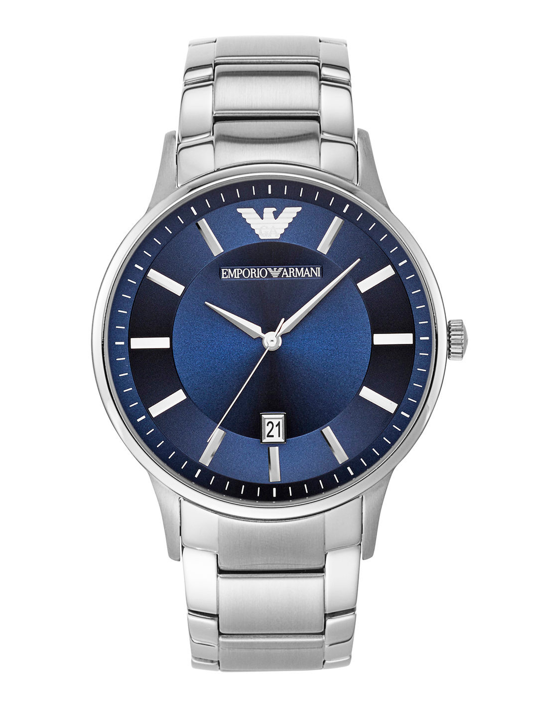 Buy Emporio Armani Men Blue & Silver Toned Analogue Watch AR11180 ...