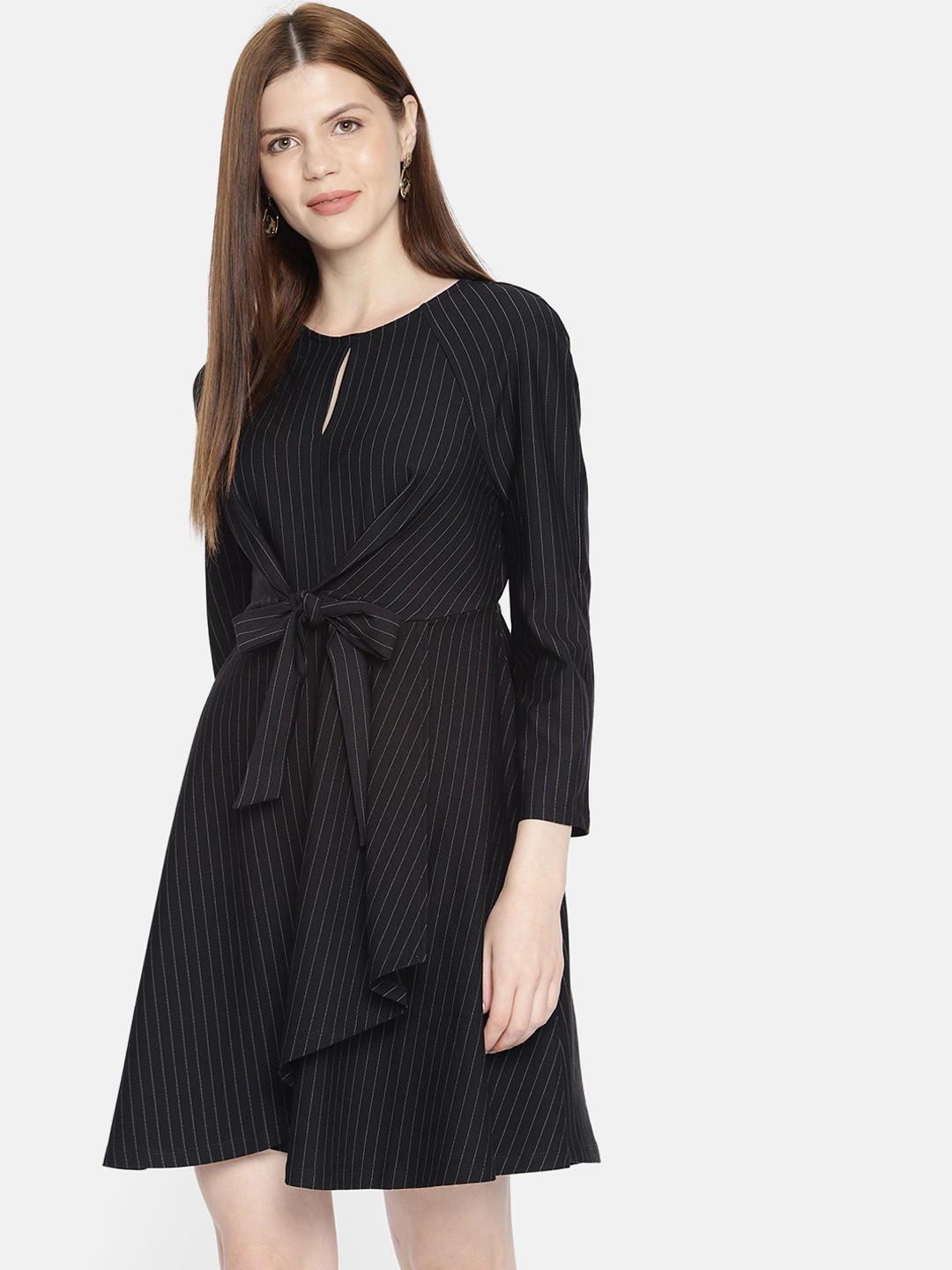 Buy Vero Moda Women Striped Black & White Fit And Flare Dress - Dresses ...