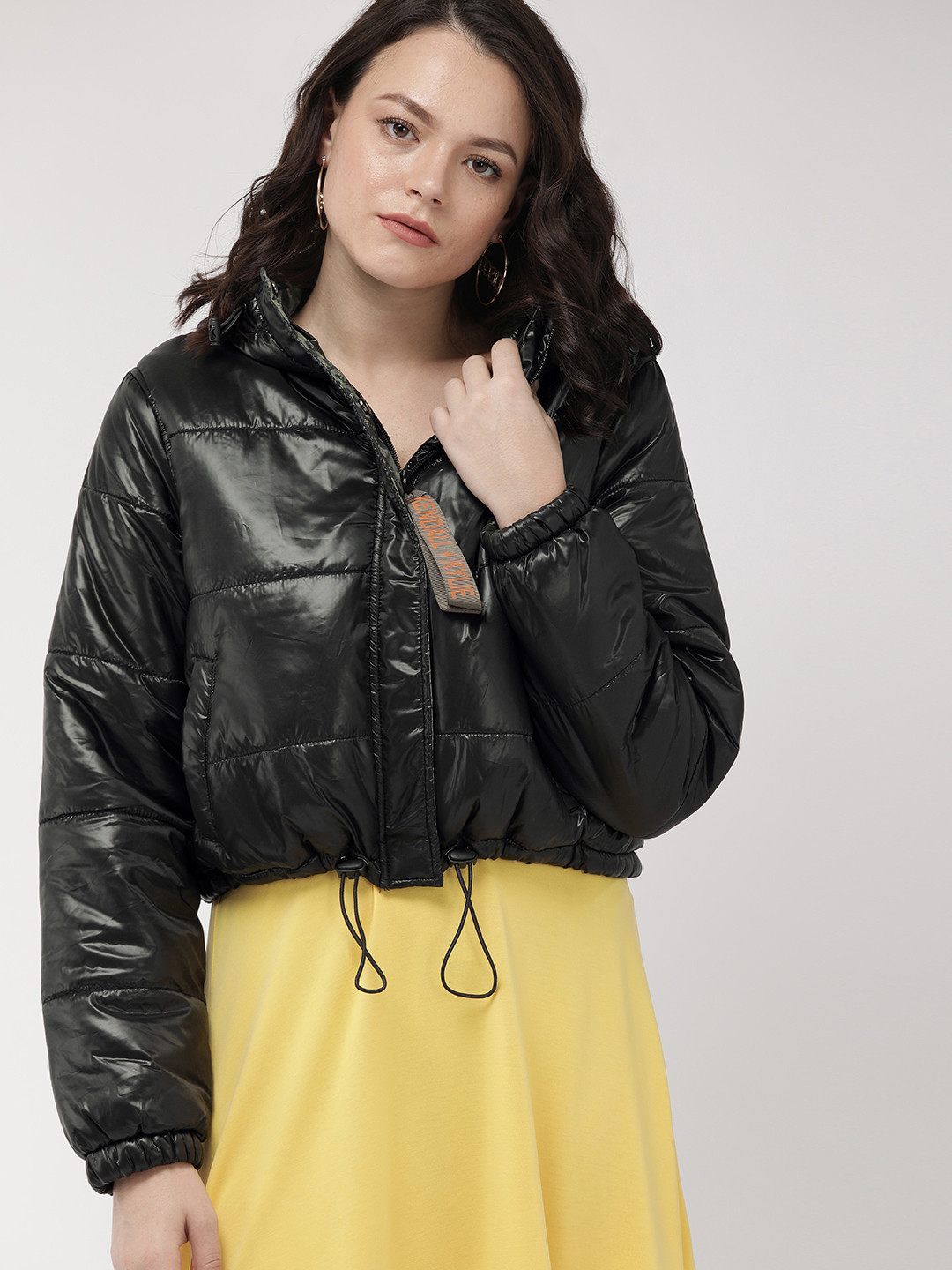 Buy FOREVER 21 Women Black Solid Puffer Jacket - Jackets for Women ...