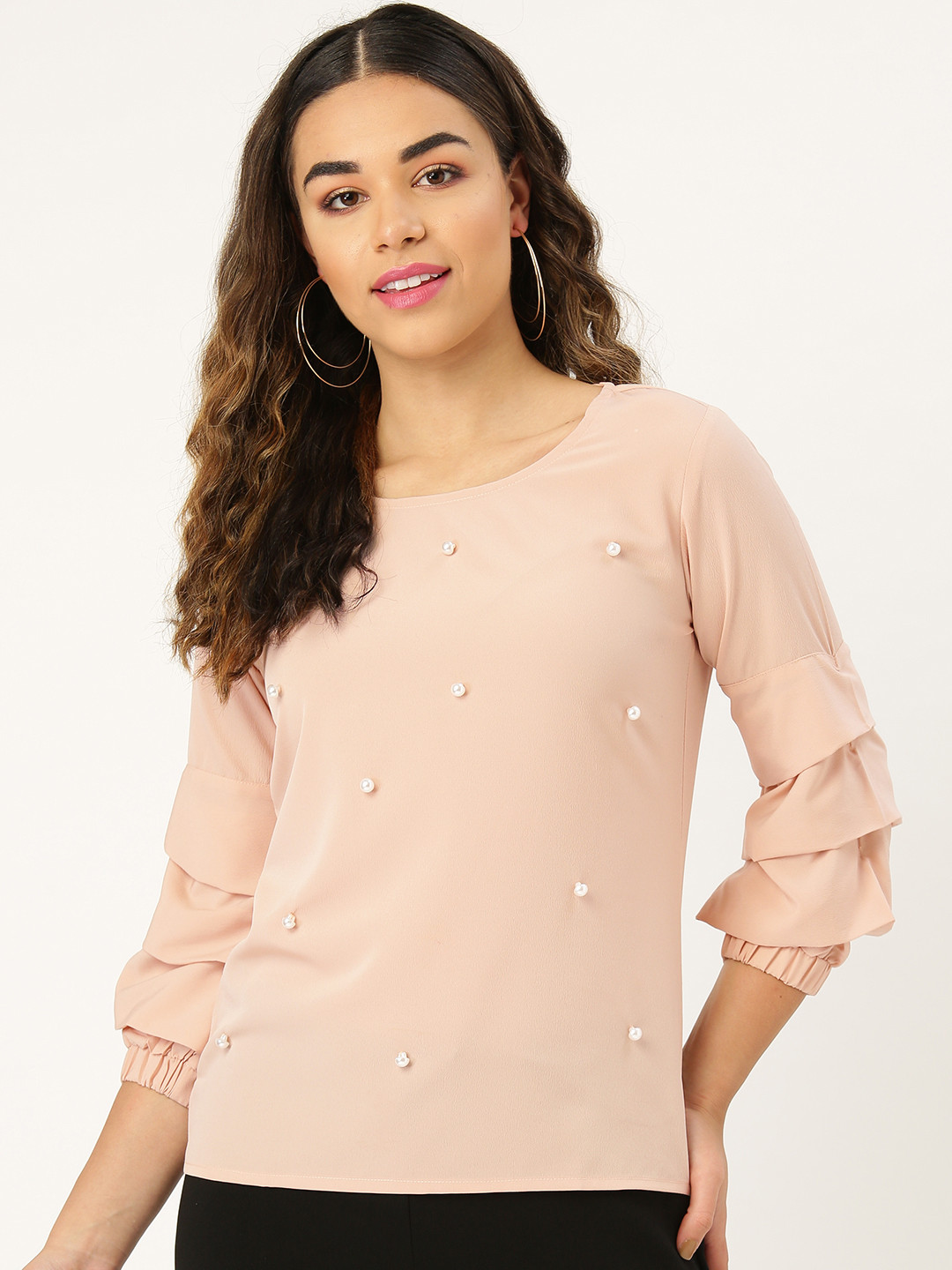 Buy Style Quotient Women Peach Coloured Embellished Top - Tops for ...