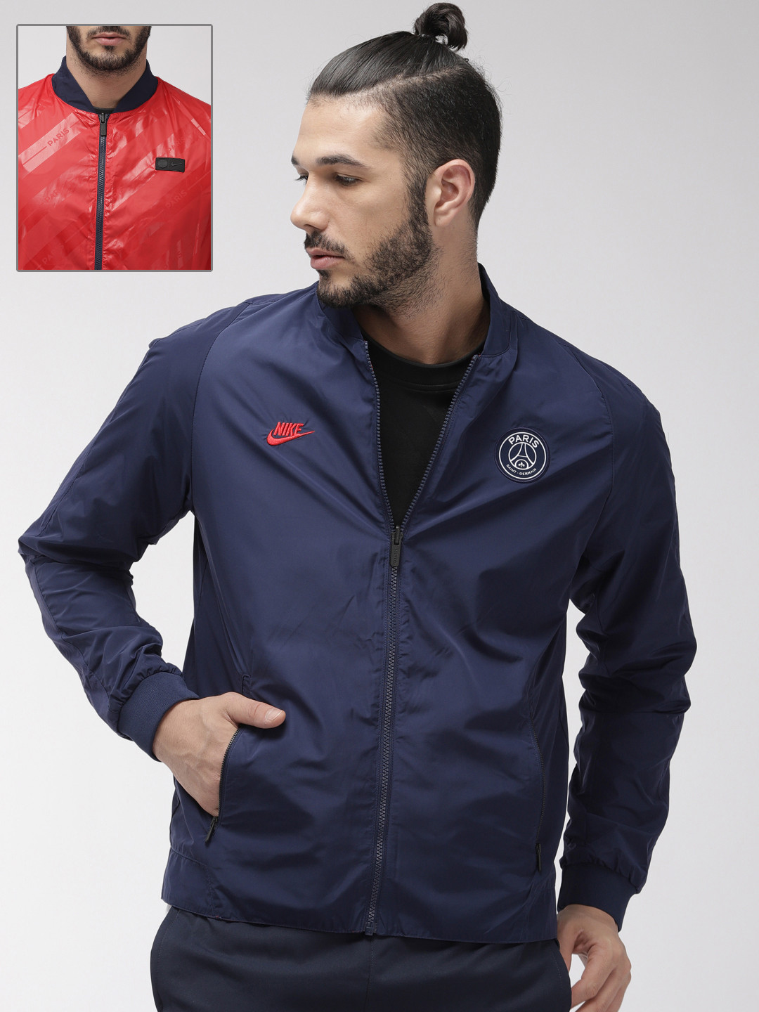 Buy Nike Men Navy Blue & Red Solid PSG Reversible Football Sporty ...