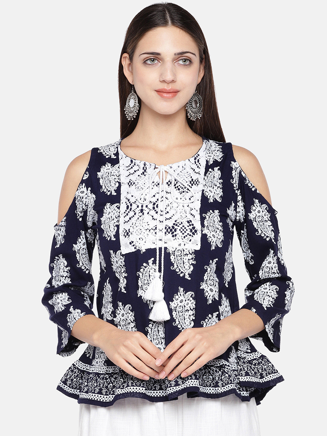 Buy Divina Women Navy Blue Printed Top - Tops for Women 10712122 | Myntra