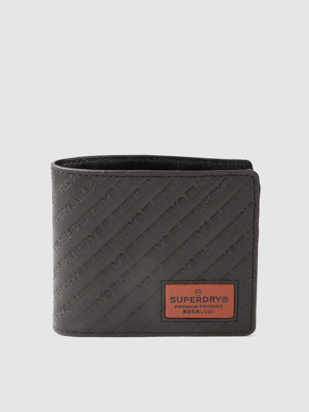 Buy Superdry Men Black Textured Leather Two Fold Wallet - Wallets for ...