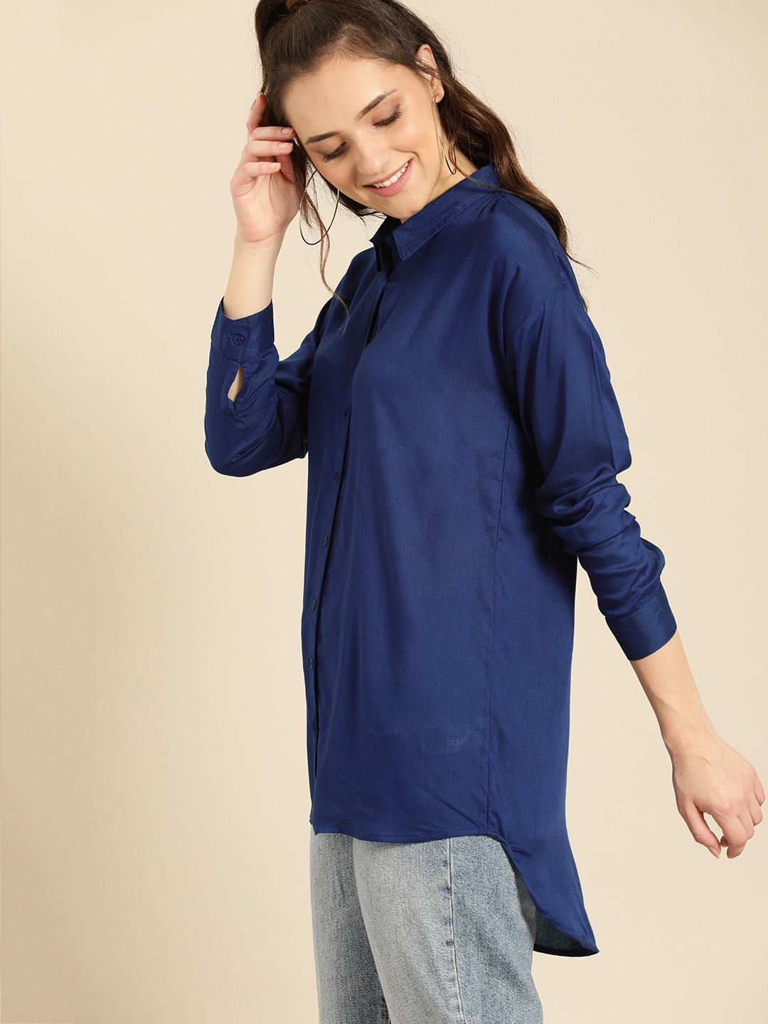 Buy Dressberry Women Blue Regular Fit Solid Casual Shirt Shirts For