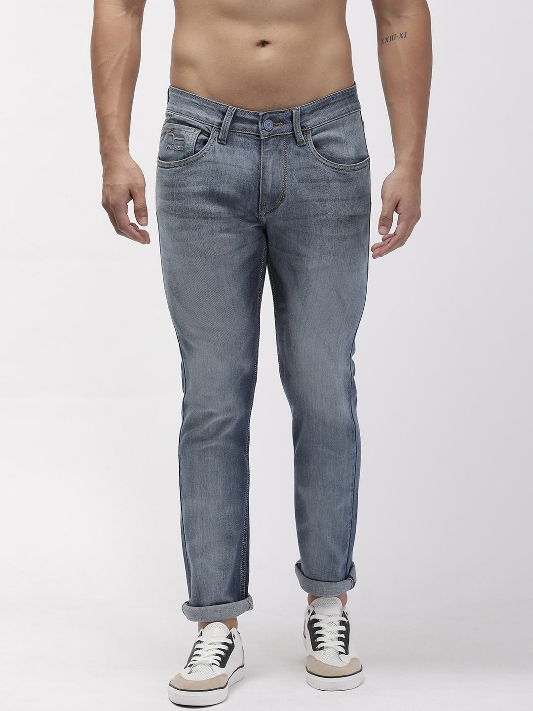 Buy Flying Machine Men Blue Slim Tapered Fit Mid Rise Clean Look ...